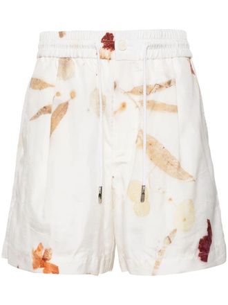 Feng Chen Wang Shorts mit abstraktem Print - Weiß