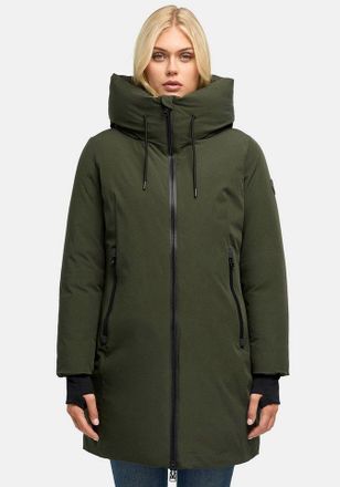 Marikoo Winterjacke Polarh&auml;schen Wintermantel mit Kapuze, Stehkragen, taillierte R&uuml;ckenpartie