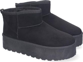 Shoes & Blues Bottines plates pour femme avec plateforme, style australien, doubl&eacute;es de poils, &agrave; bout rond, Noir, 39 EU