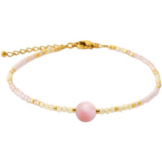 Brillaxis Bracelet acier et perles de rhodonite