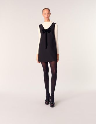 Maje Robe Chasuble Col Velours - Noir - Taille 42 - Maje