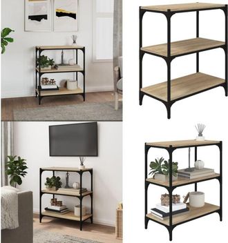 vidaXL Bücherregal Sonoma-Eiche 60x33x70,5 cm Holzwerkstoff und Stahl - BucheRegal - Industrielles Regal - Regal Wohnzimmer - Holzregal - Eichefarbenes