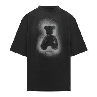 Palm Angels Homme, Tops, Noir, Taille: XS Spray Bear Over Tee