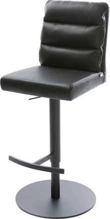 DELIFE Barstuhl Pela-Flex Drehfuß höhenverstellbar Metall Echt-Leder Schwarz