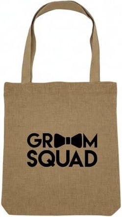 Fabulous Sac Shopping Tote Bag Aspect Lin - Groom Squad Noeud Papillon Mari&eacute; Mariage Famille - Sac de Courses Toile Epaisse 360g Beige Naturel Cabas Port&eacute; Epau