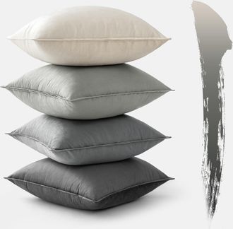 Miulee 4er Set Samt Kissenbezug 40x40 cm Grau Serie Dekorative Kissenhülle Sofakissen Dekokissen Umwickelte Kante Kissenbezüge Zierkissenbezug für Sofa Wohnz