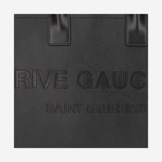 Saint Laurent Mens Rive Gauche Large Tote Bag Black Leather Calfskin Handbags Hand