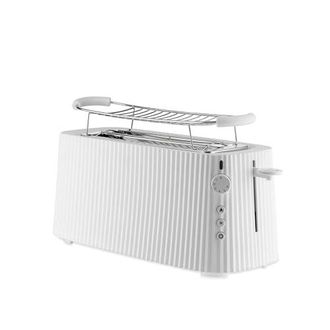 Alessi Plissé MDL15 W - Langer Doppelfach-Toaster, aus Thermoplastischem Harz, Brötchenaufsatz aus Edelstahl 18/10 und Thermoplastischem Harz, Europäischer S