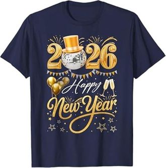 Keephen 2026 Bonne Ann&eacute;e Feu dartifice T-Shirt Femmes Feu dartifice Impression 3D T-Shirt Nouvel an Col Rond Manches Courtes Pullover Tops