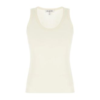 Alaia Sheer Woll Tanktop - - Tops - Damen - Wei&szlig; - M