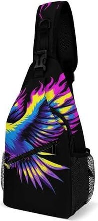Generic Sacoche Homme Bandouliere Art abstrait du Corbeau de Feu Antivol Sling Bag R&eacute;glable Cross Body pour Cyclisme &eacute;cole Homme