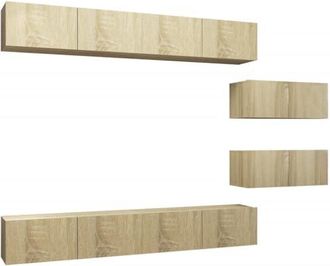 vidaXL Ensemble de Meuble TV 6 pcs Mural Suspendu Ensemble dArmoires Stéréo Salon Salle de Séjour Maison Intérieur Chêne Sonoma Aggloméré