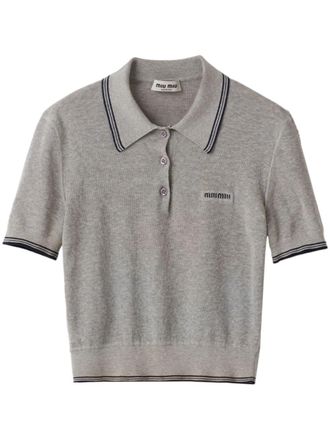 Miu Miu polo à détails de rayures - Gris