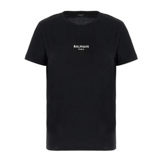 Balmain Besticktes Paris T-Shirt - - Tops - Damen - Schwarzk - M
