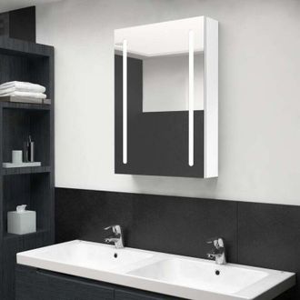 vidaXL Vidaxl - Armoire de salle de bain &agrave; miroir led Blanc brillant 50x13x70cm