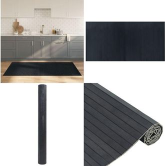 vidaXL Teppich Rechteckig Grau 100x200 cm Bambus - Bambus Teppich - Grauer Teppich - Wohnraumteppich - Rutschfester Teppich - Naturfaser Teppich - Home &