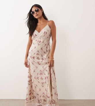 Miss Selfridge Chiffon-Maxikleid mit Blumenprint-Mehrfarbig