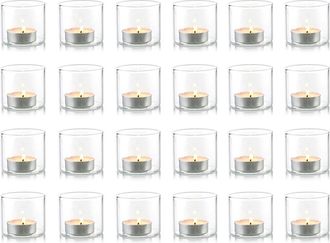 Nuptio Teelichtgläser Teelichthalter Teelicht Gläser - Set von 24 teelichtglas teelichter Glas teelicht klein windlichter tischdeko Partys Hochzeit Weihnacht