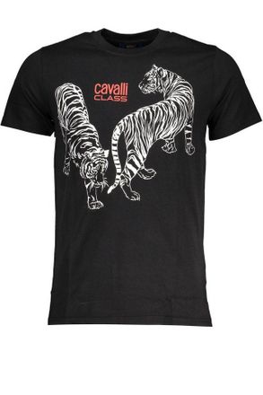 Cavalli T-Shirt Elegantes schwarzes Rundhals T-Shirt f&uuml;r Herren