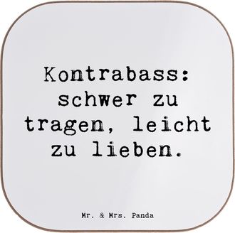 Mr. & Mrs. Panda gl&auml;seruntersetzer Spruch Kontrabass Liebe - Geschenk, Jazzband, Herz, Coaster, Untersetzer Tasse, Streichinstrument, Lernen, Musik, Instrument, Gl&auml;ser