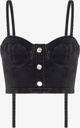 Moschino Top aus Stretch-Denim - Grau