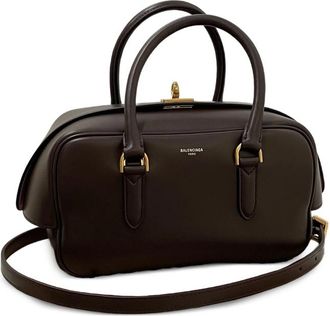 Balenciaga Small Le 7 Leather Bowling Tote Bag