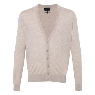 Giorgio Armani Eleganter Beiger Woll-Cardigan - - Knitwear - Herren - Beige - XL