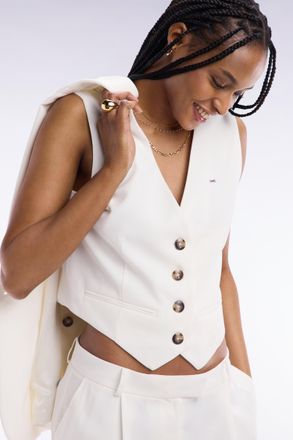 Eden Park Gilet De Costume Fluide Écru