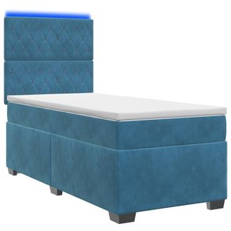 vidaXL Letto Box Spring Con Materasso Blu 100 X 200 Cm Velluto Vidaxl