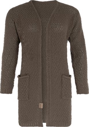Knit Factory Luna Strickjacke - Mittellange Damen Strickjacken mit Taschen - Cardigan mit Wolle - Grobstrickjacke - Hochwertige Qualit&auml;t - Cappuccino - 36/38