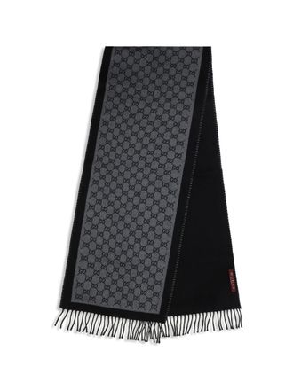 Gucci GG Jacquard Wool Scarf - Gray