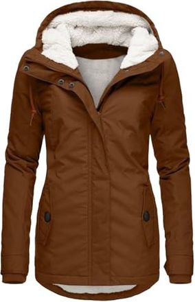 Generic Vestes dhiver grande taille pour femmes, manteau parka long à capuche, doublure polaire épaisse, manteaux dhiver chauds, vêtements dextérieur décontra