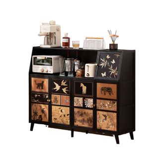 Generic Sideboard im Konsolenstil, Aufbewahrungsschrank aus Holz, schmaler Schrank mit herausnehmbaren Regalb&ouml;den und offener Arbeitsfl&auml;che, geeignet for klei