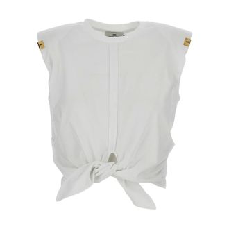 Elisabetta Franchi Femme, Tops, Blanc, Taille: 36 FR T-shirt en jersey avec