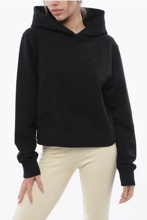 Palm Angels Brushed Cotton Hoodie With Embroidered Hoodie size M