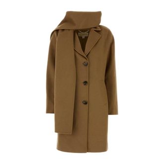 Michael Kors Femme, Manteaux, Brun, Taille: 42 FR Manteau &Eacute;charpe en M&eacute;lange de Laine