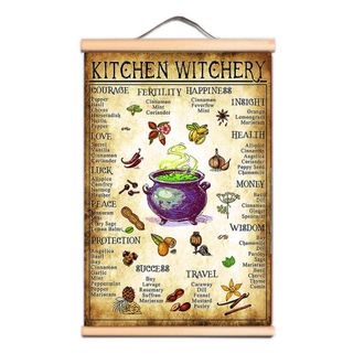 Generic Kitchen Witchery Hexe Poster zum Aufhängen auf Leinwand - Vintage Wohnzimmer Eingangshalle hängendes Banner, Zimmer & Büro Wand dekoratives Gemälde (3