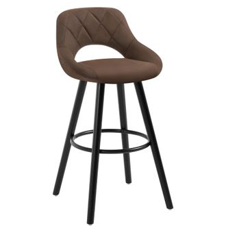 Woltu Barhocker, Barstuhl Küchenhocker Thekenhocker, Hocker mit Rückenlehne Fußstütze, aus Holz Stoffbezug, für Bar Küche Theke Restaurant Café, Dunkelbraun