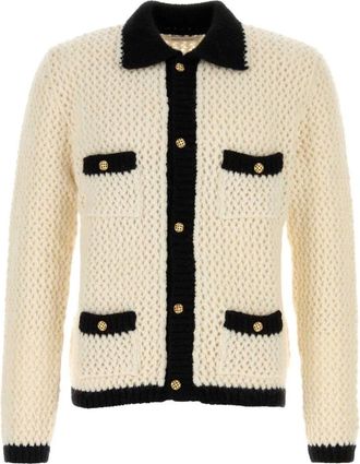 Ernest W. Baker Homme, Pulls, Blanc, Taille: M Gilet Crochet Extensible