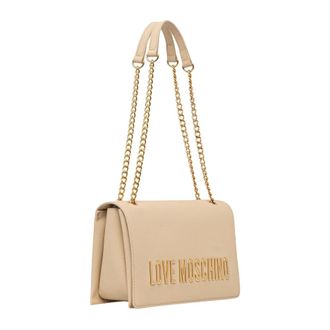 Love Moschino Umh&auml;ngetasche mit Logo-Plakette - - Bags - Damen - Beige - ONE SIZE
