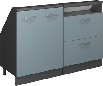 Vicco Ensembles de meuble de rangement sous pente Rion, Bleu-gris/anthracite, Lot de 2, Vicco