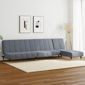 vidaXL 2-tlg. Sofagarnitur Dunkelgrau Samt - Vidaxl