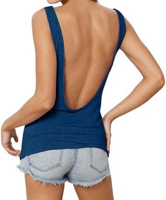 Generic T-Shirt &agrave; Manches Courtes Gilet Dos Nu Sexy et &eacute;lastique pour Femme avec d&eacute;collet&eacute; en V Profond