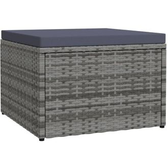 vidaXL vidaXL Outdoor-Fu&szlig;hocker mit Kissen Grau Polyrattan