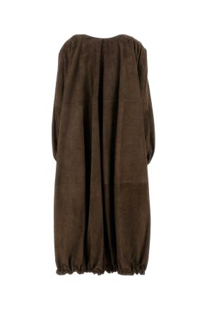 Ferragamo Womens Brown Suede Overcoat Concrete Exterior: Lamb Cappotti Coat