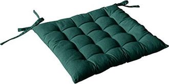 Enjoy Home Sitzkissen, gesteppt, dunkelgr&uuml;n, quadratisch, 38 x 38 cm, 100% Baumwolle, &Ouml;ko-Tex-Zertifiziert, Befestigung mit B&auml;ndern, ideal f&uuml;r eine Bequeme Sitzf
