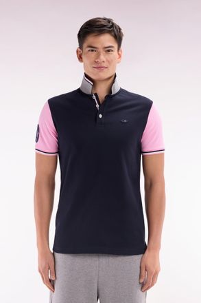 Eden Park Polo &Agrave; Manches Courtes En Piqu&eacute; Coton Marine Broderie 10 Manche Coupe Droite