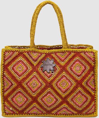 CLARIS VIROT Cabas Raphia Archi Rose