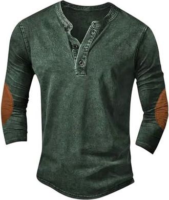 Generic Polo &agrave; manches longues Henley pour homme, grande taille, col rond 1/4, coupe d&eacute;contract&eacute;e, couleur unie, s&eacute;chage rapide, pour le travail, le sport, Ve