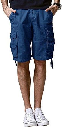 Matchstick Short cargo en serg&eacute; pour homme, taille de marque L/32 (taille 32.5W/12L), S3612 Indigo Blue